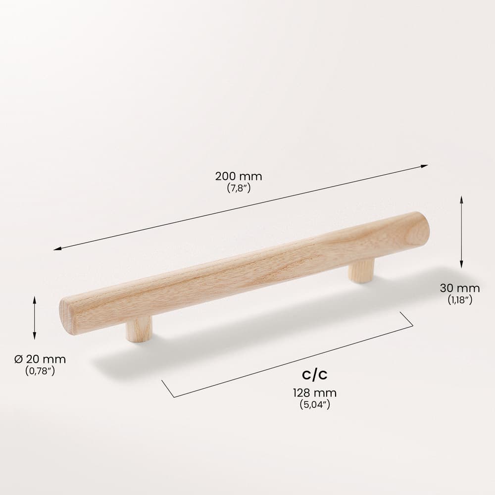 Felix 200 RAW (untreated) - Handtag i obehandlat askträ