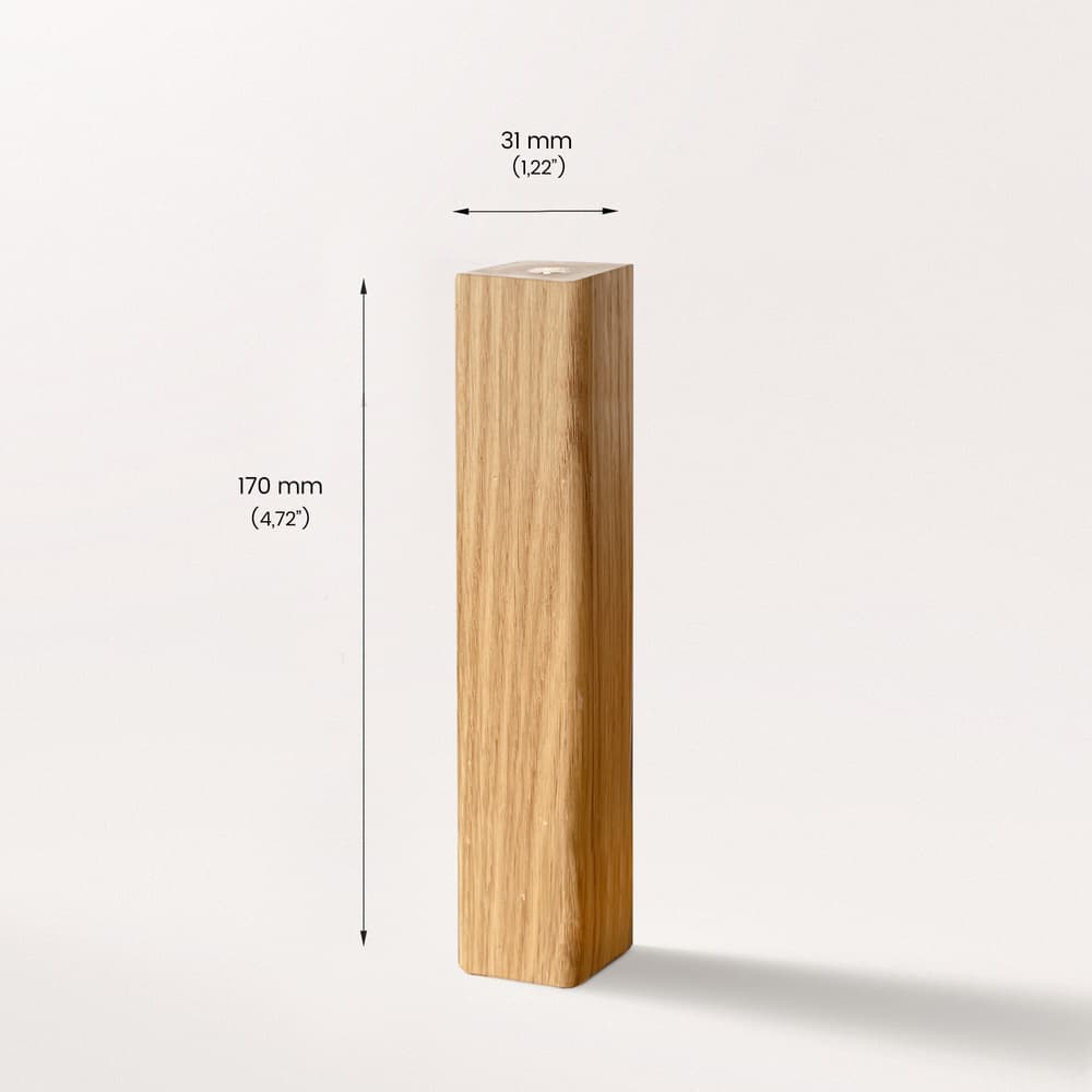 Kurt 170 Oak Natural - Furniture leg in oak wood
