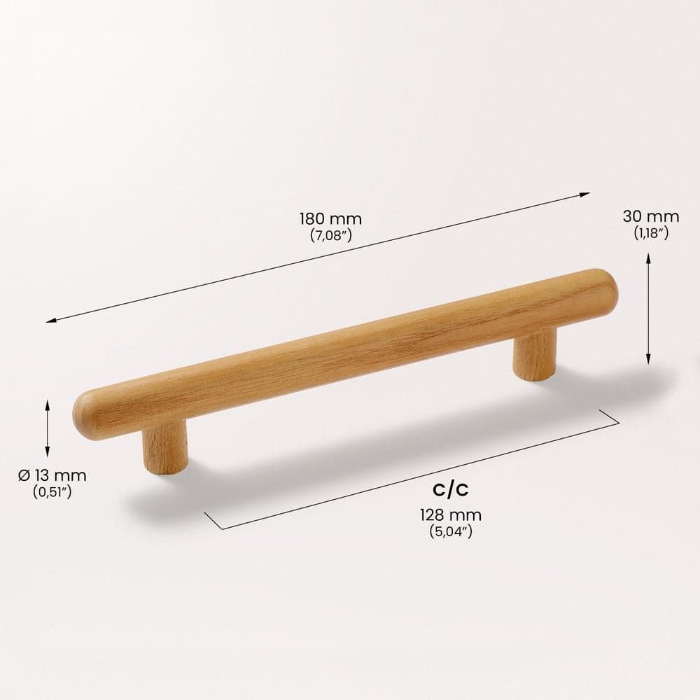 Frank 180 Teak finish - Handle in ash wood