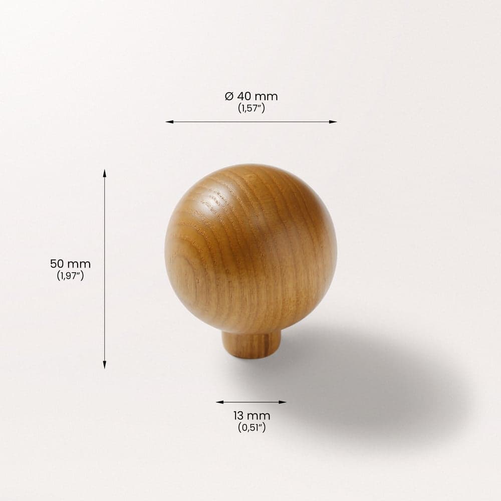 Bill 40Ø Teak finish - Knob in ash wood