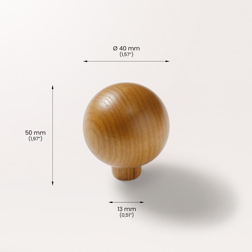 Bill 40Ø Teak finish - Knob in ash wood