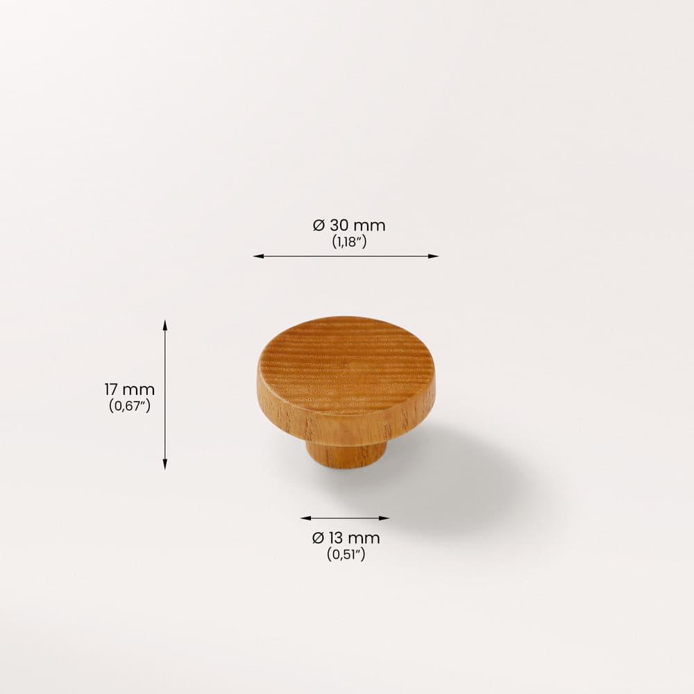 Lilian 30Ø Teak finish - Knob in ash wood