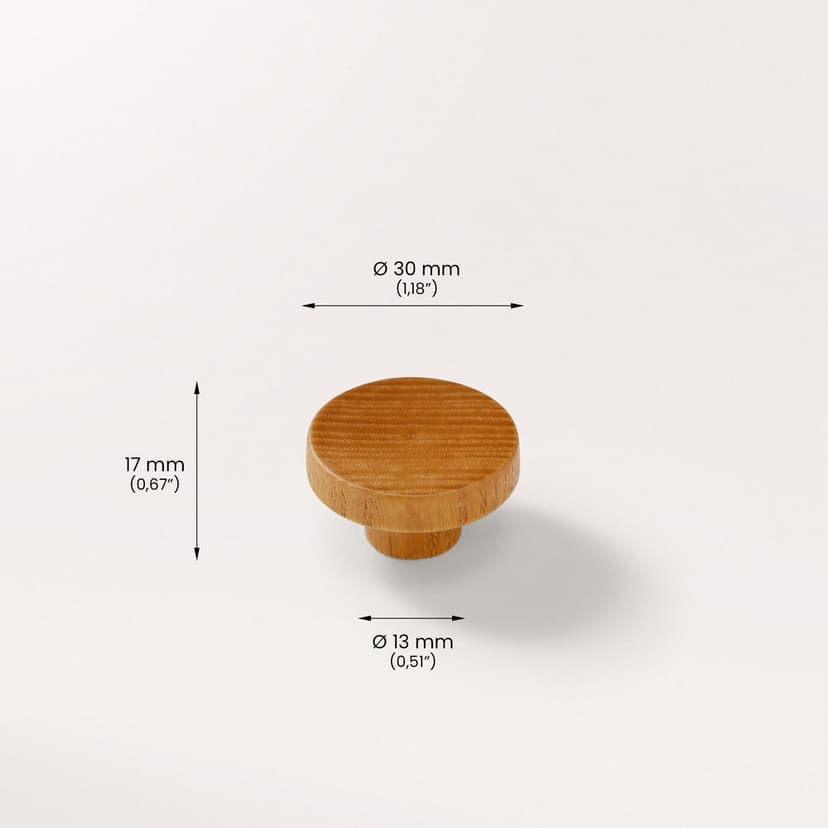 Lilian 30Ø Teak finish - Knob in ash wood