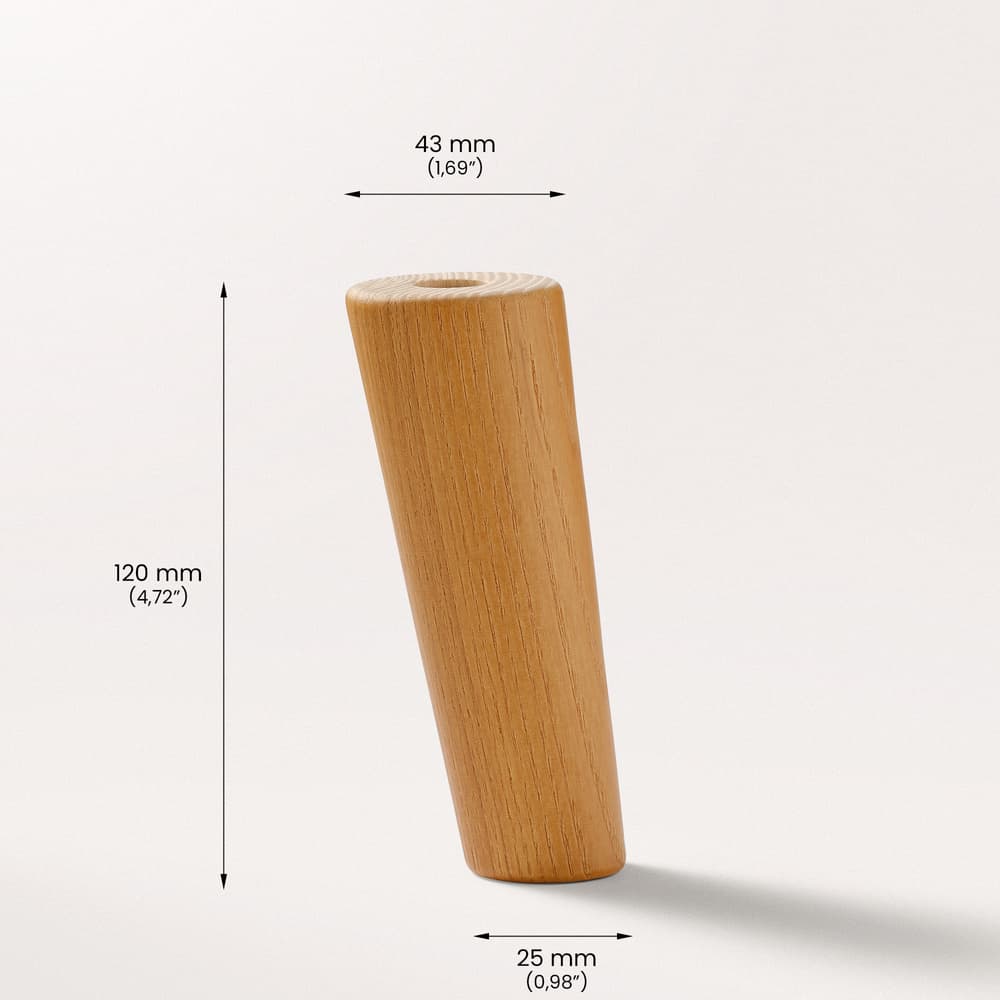 Dagmar 120 Teak finish - Furniture leg in ash wood