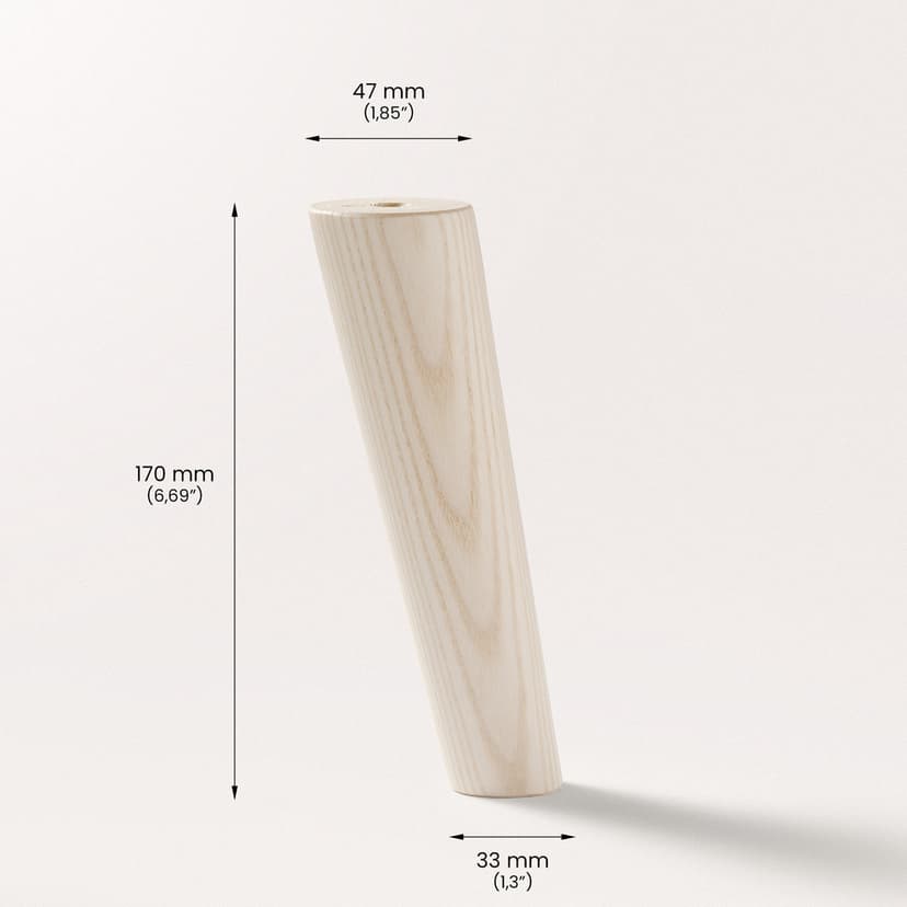 Dagmar 170 Ash natural - Furniture leg in ash wood