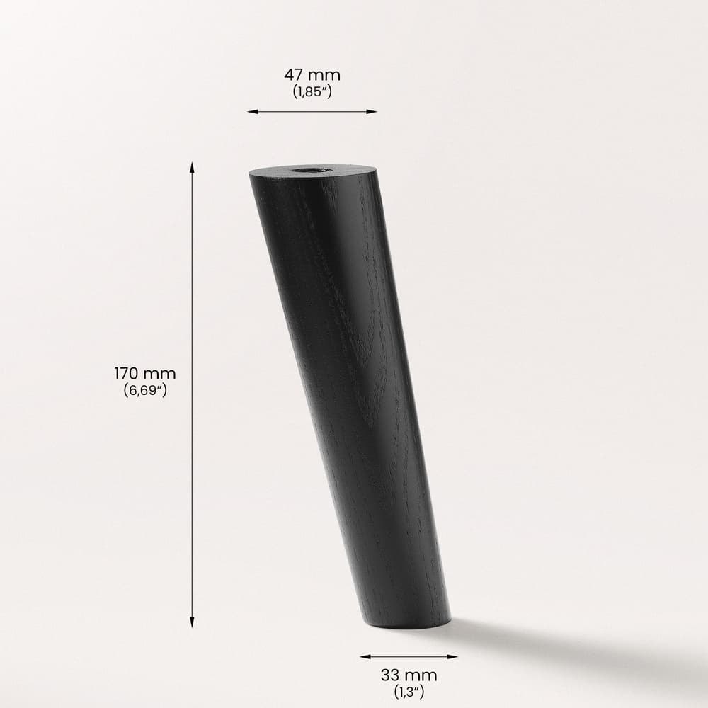 Dagmar 170 Black - Furniture leg in ash wood