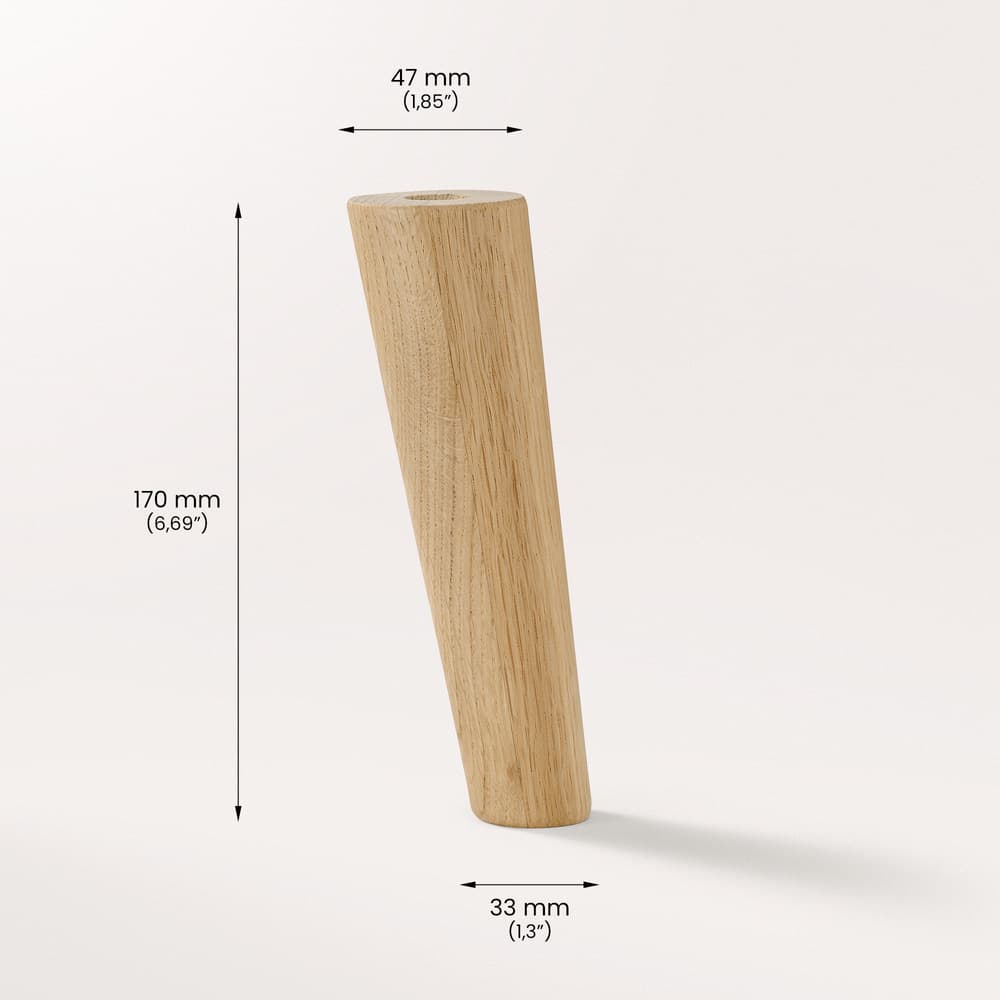 Dagmar 170 Oak natural - Furniture leg in ash wood