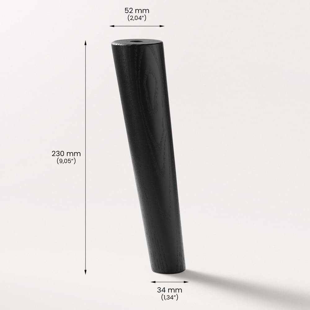 Dagmar 230 Black - Furniture leg in ash wood