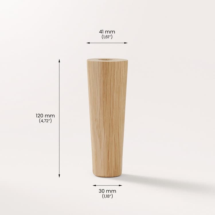 Carl 120 Oak natural - Furniture leg in oak wood